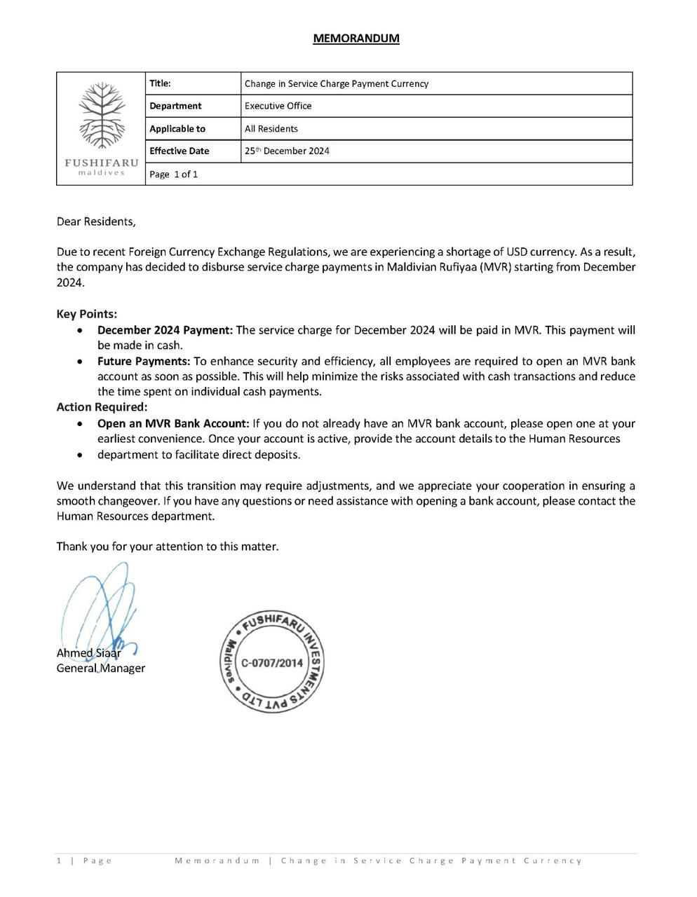 Service Charge in Maldives : Top Resorts, December 2024